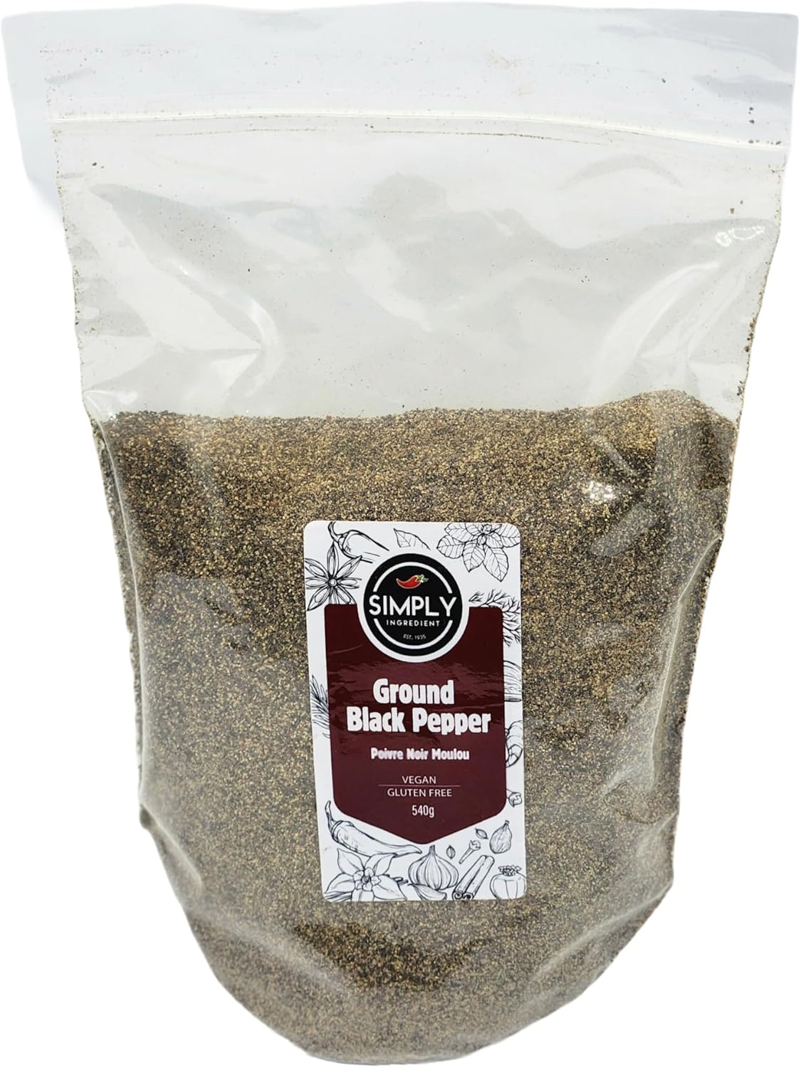 Simply Ingredient Gourmet Bulk Freshly Ground Black Pepper, 540 Gram ...