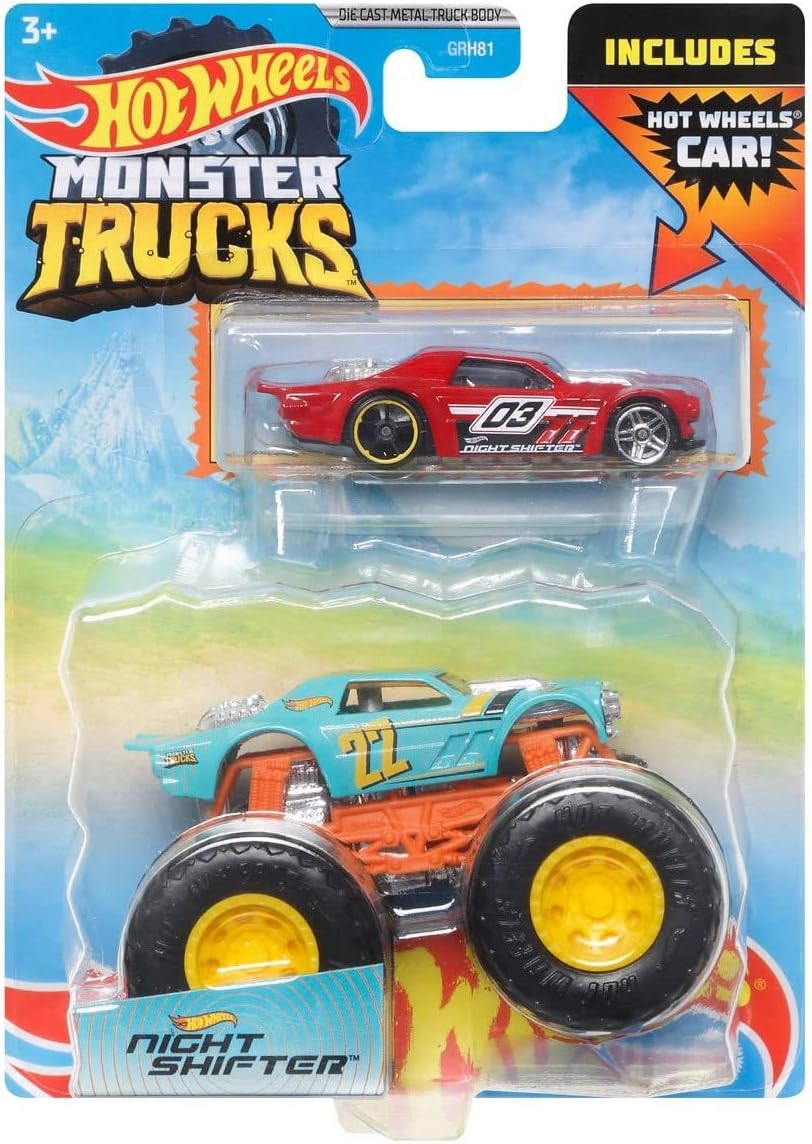 Amazon.com: Hot Wheels Monster Trucks Night Shifter + Bonus Car 2021 ...