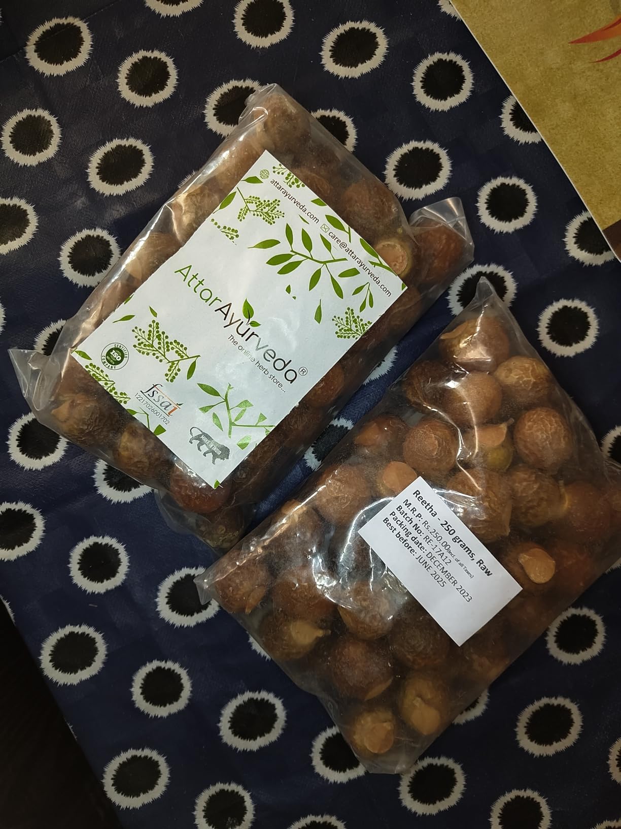 Attar Ayurveda Dried Reetha Nuts/Soapnuts for Hair (500 grams, whole ...