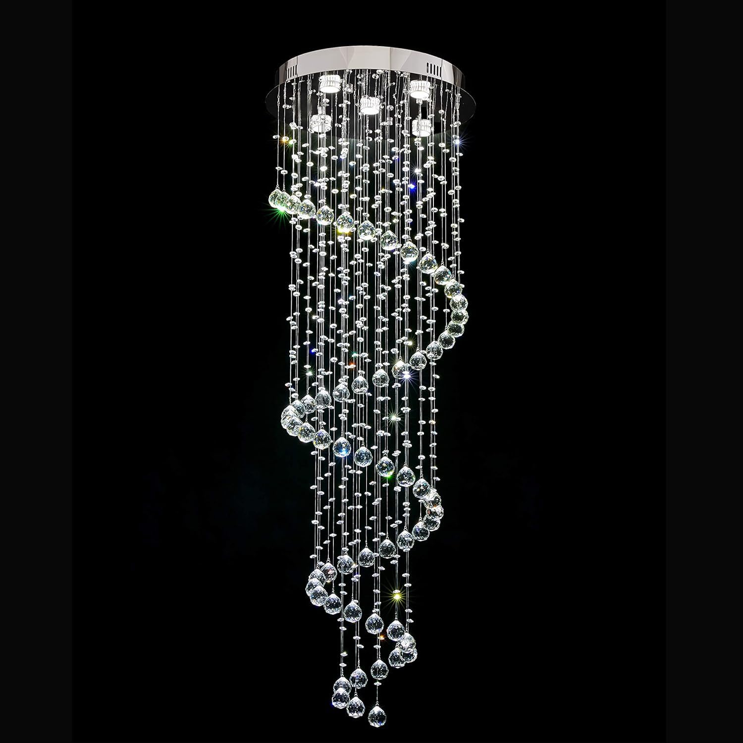 Modern Chrome Round LED Flush Mount Crystal Chandelier Foyer ...