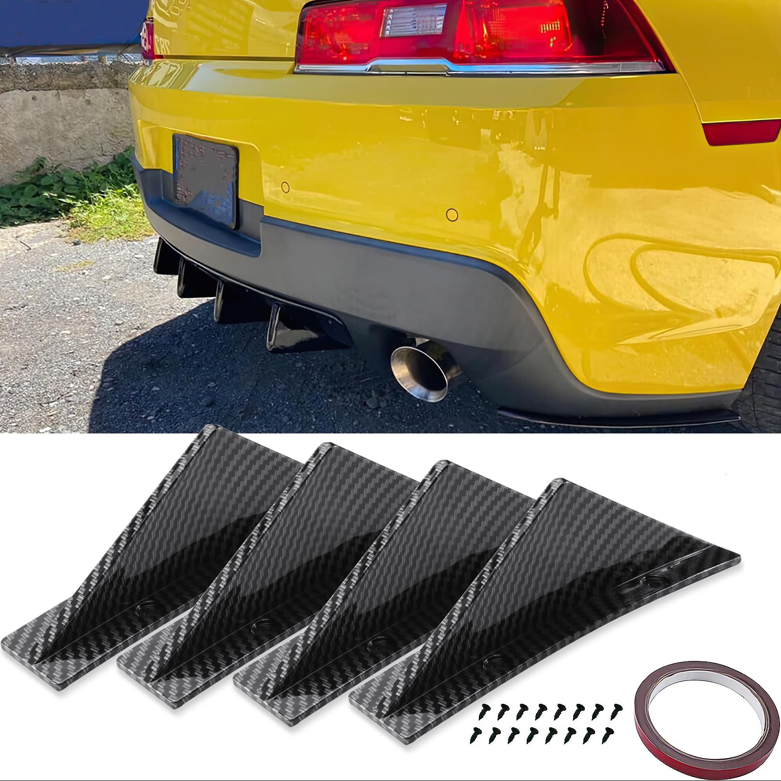 Amazon.com: DREAMOTOR 4PCS Universal Rear Diffuser Shark Fin Diffuser ...