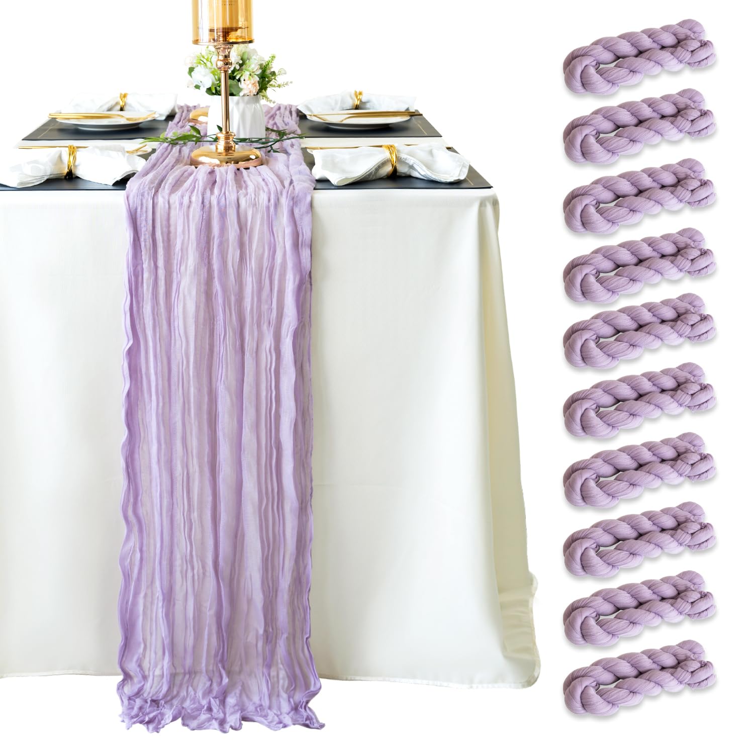 Amazon.com: 10 Pack Cheesecloth Table Runner,10ft Gauze Boho Romantic ...