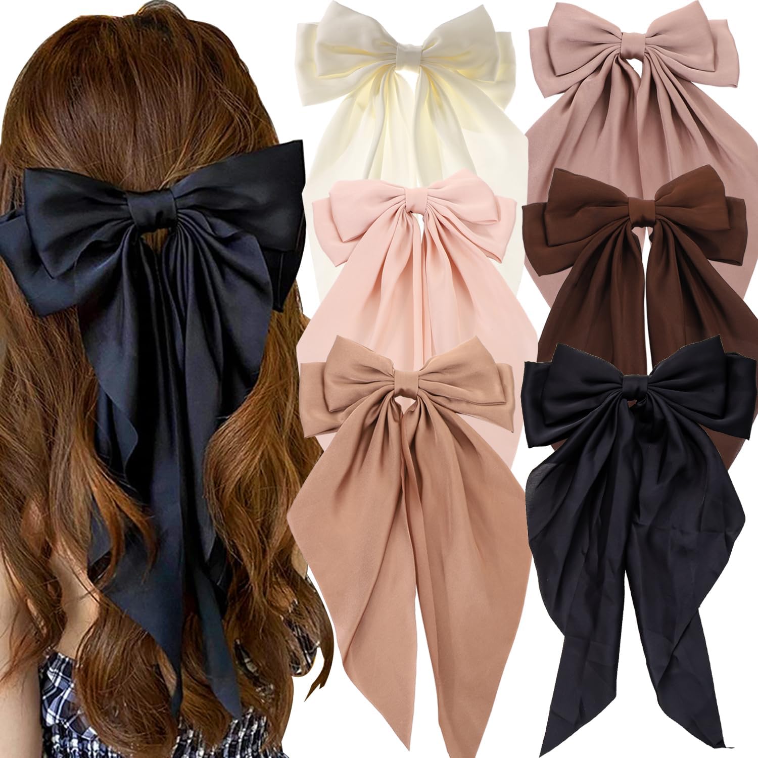 Amazon.com : Seneeel 6 PCS Oversized Hair Bows, Big Bows for Girls and ...