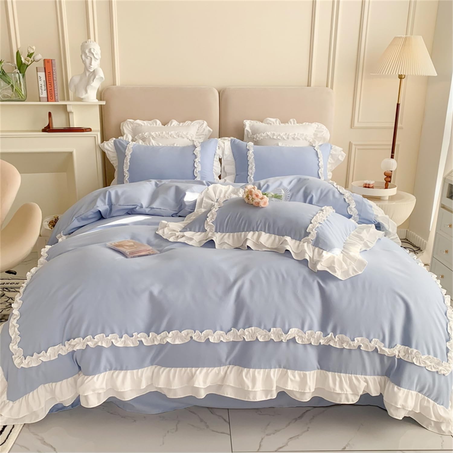 Amazon.com: Chic Lace Bedding,Girls Twin Aesthetic Comforter Cover Set ...
