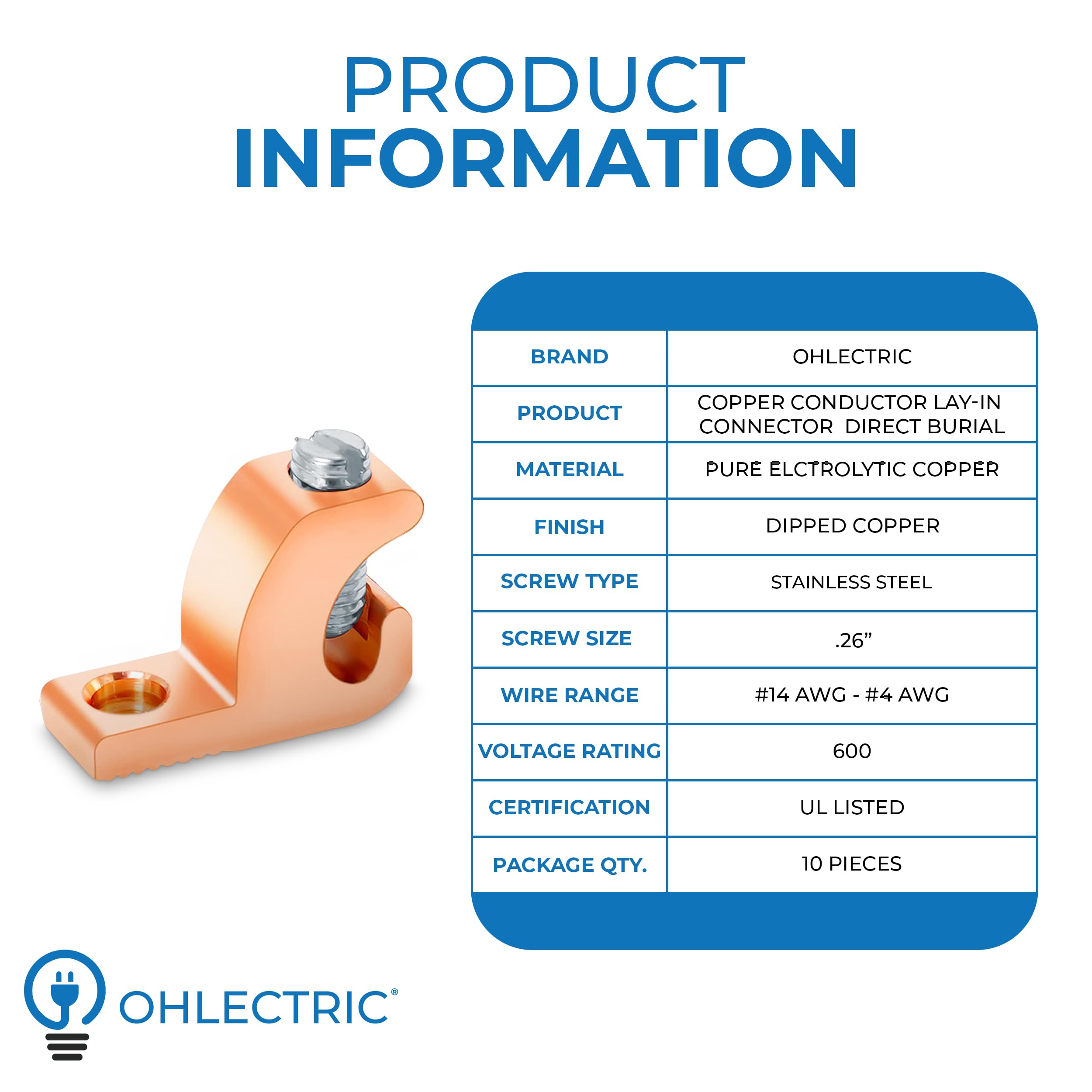 Snapklik.com : OHLECTRIC Lay In Lugs Grounding Connectors