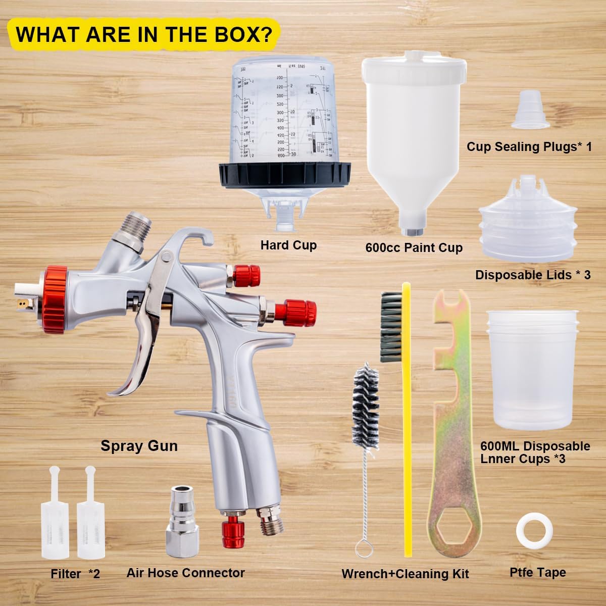 Pistola pulverizadora LVLP de alto rendimiento YT-160 con boquilla de 0.051 in y taza mezcladora ...