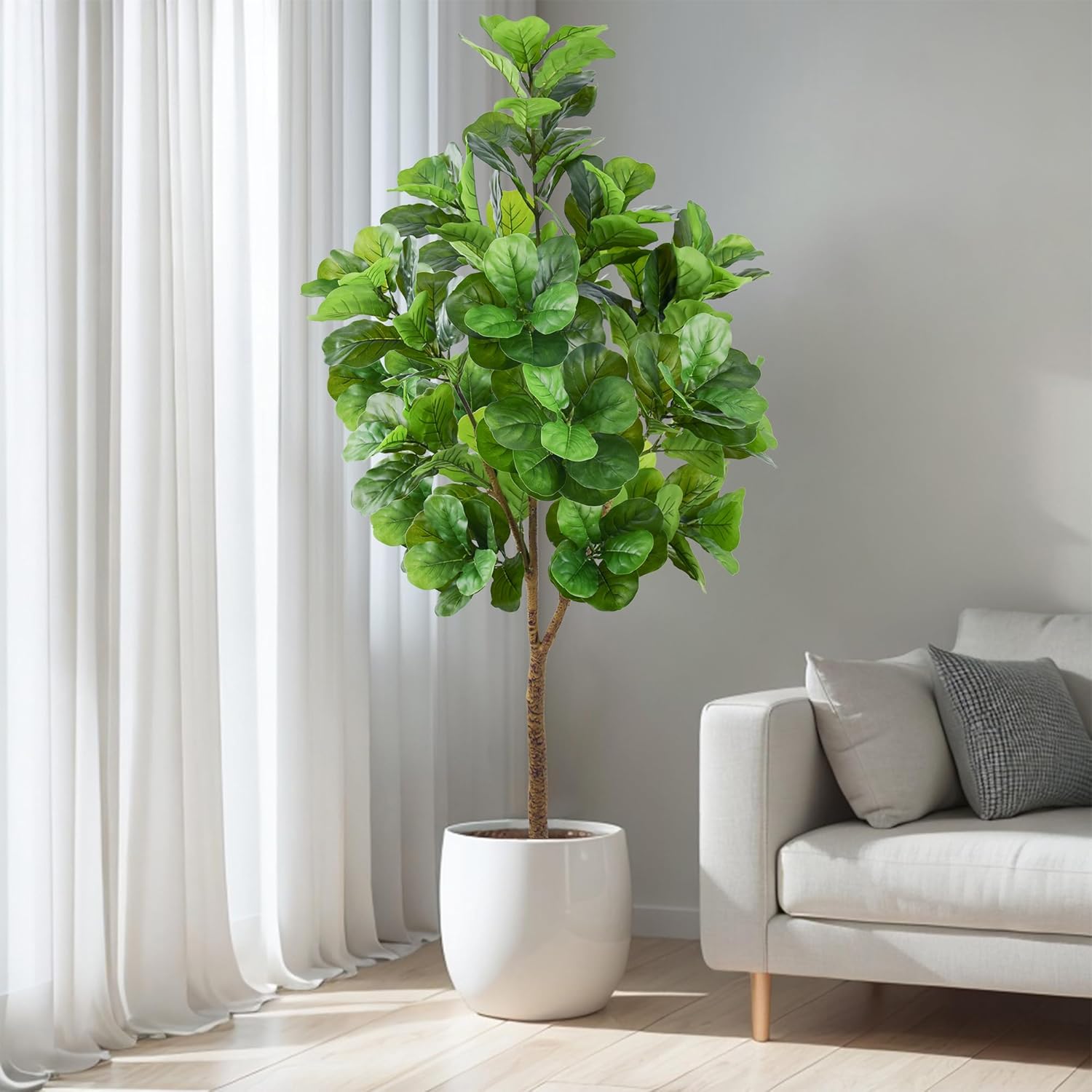 Amazon.com: Fiddle Leaf Fig Tree Artificial 5.5ft, Fake Ficus Lyrata ...
