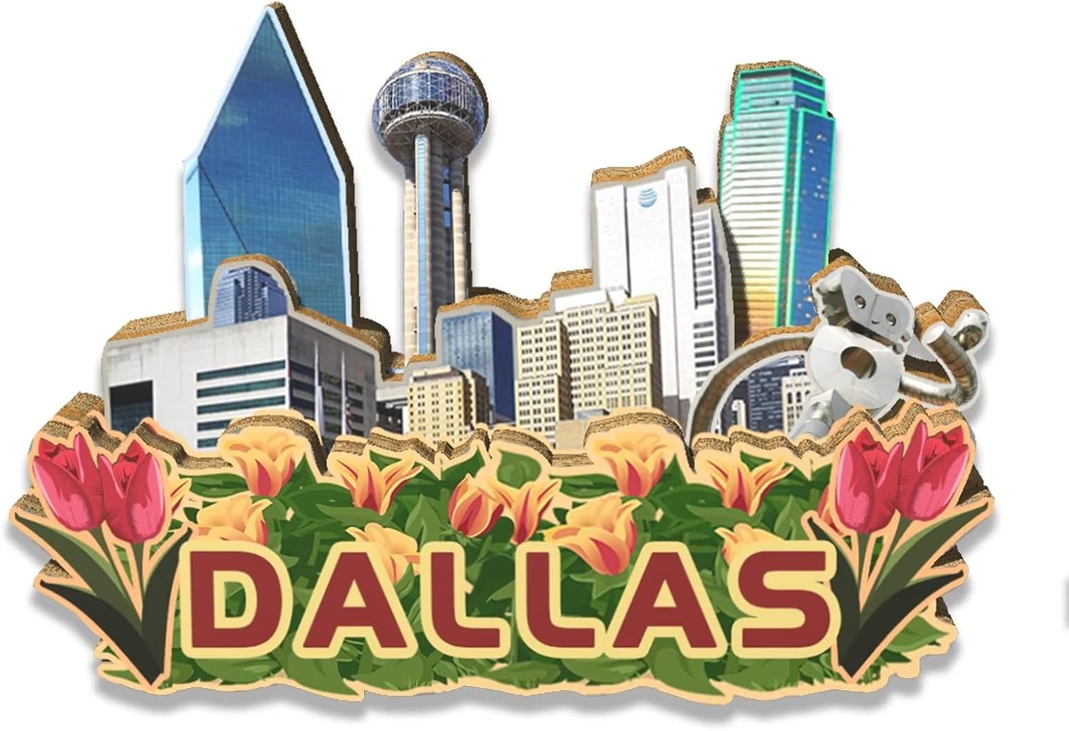 Amazon.com: USA Dallas Magnet Fridge Magnet Wooden 3D Landmarks Travel ...