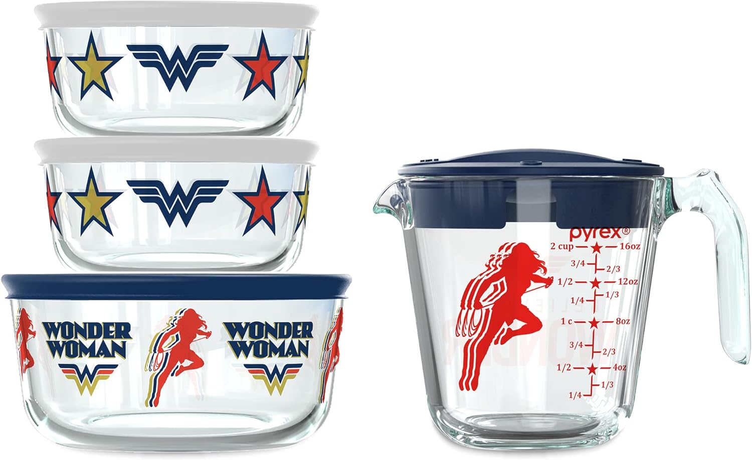 Pyrex 8-Pc Glass Food Storage Container Set with 2-Cup Measuring Cup, 2 ...