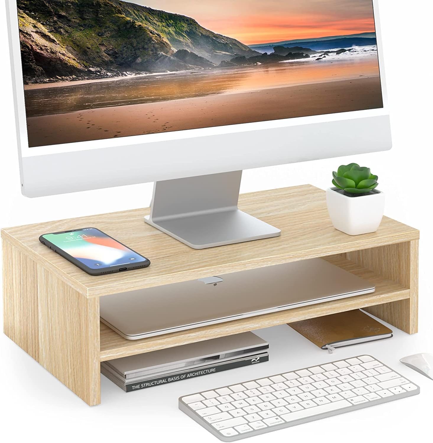 Amazon.com: FITUEYES Monitor Stand - 2 Tier Computer Monitor Riser with ...