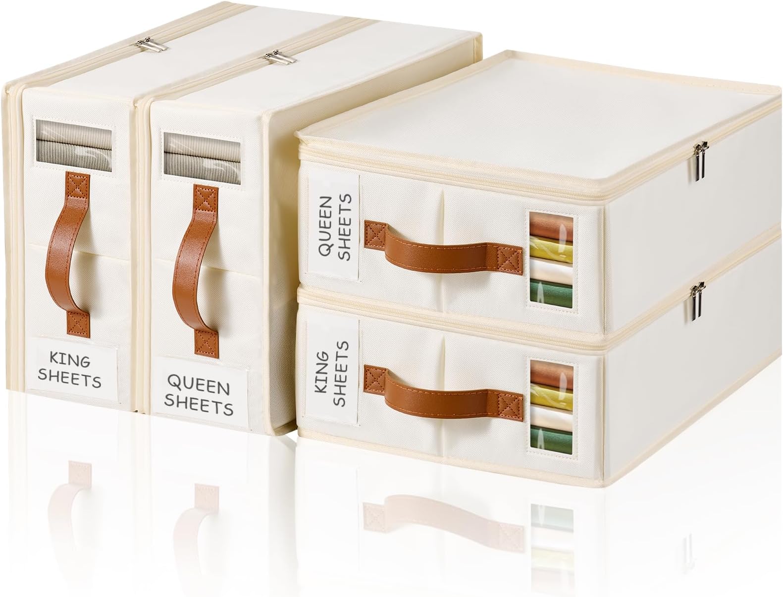 Amazon.com: 2-Pack Bed Sheet Storage Organizers with Window & Label ...