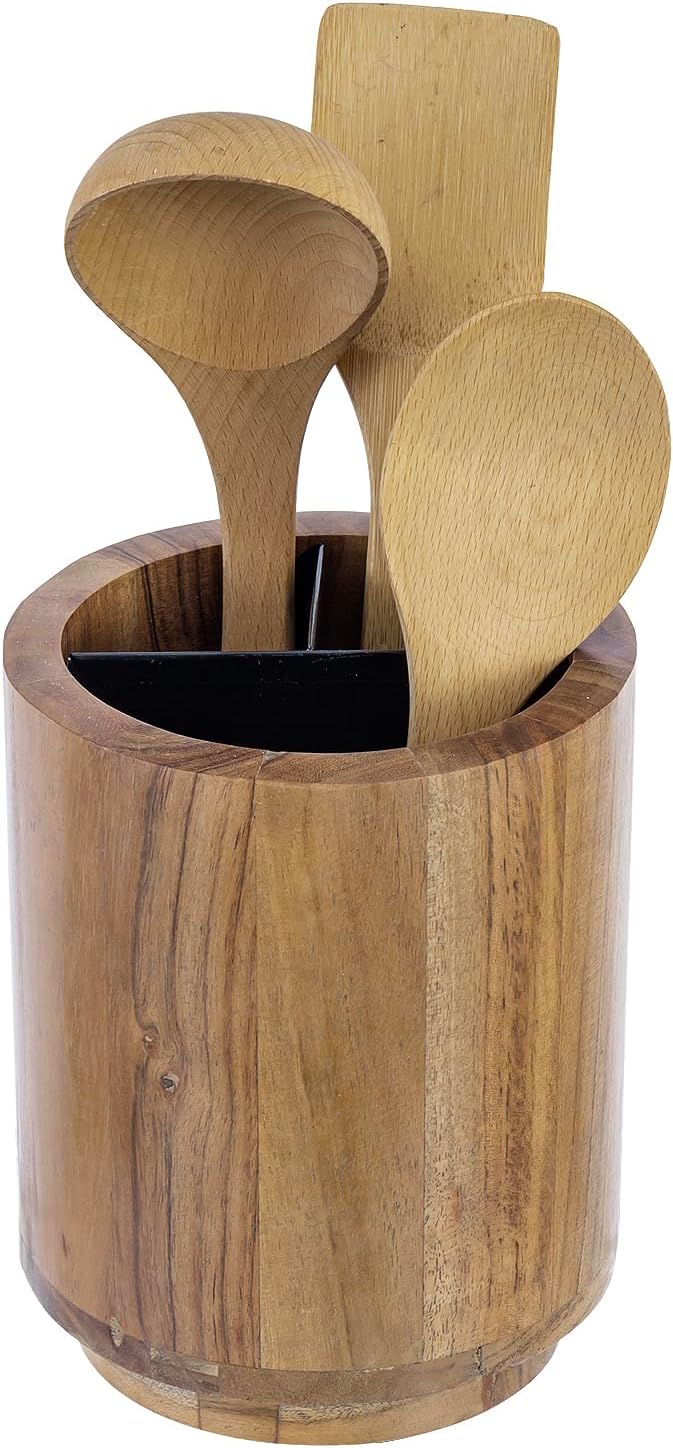 Amazon.com: MyGift Premium Acacia Solid Wood 360 Degree Rotating ...