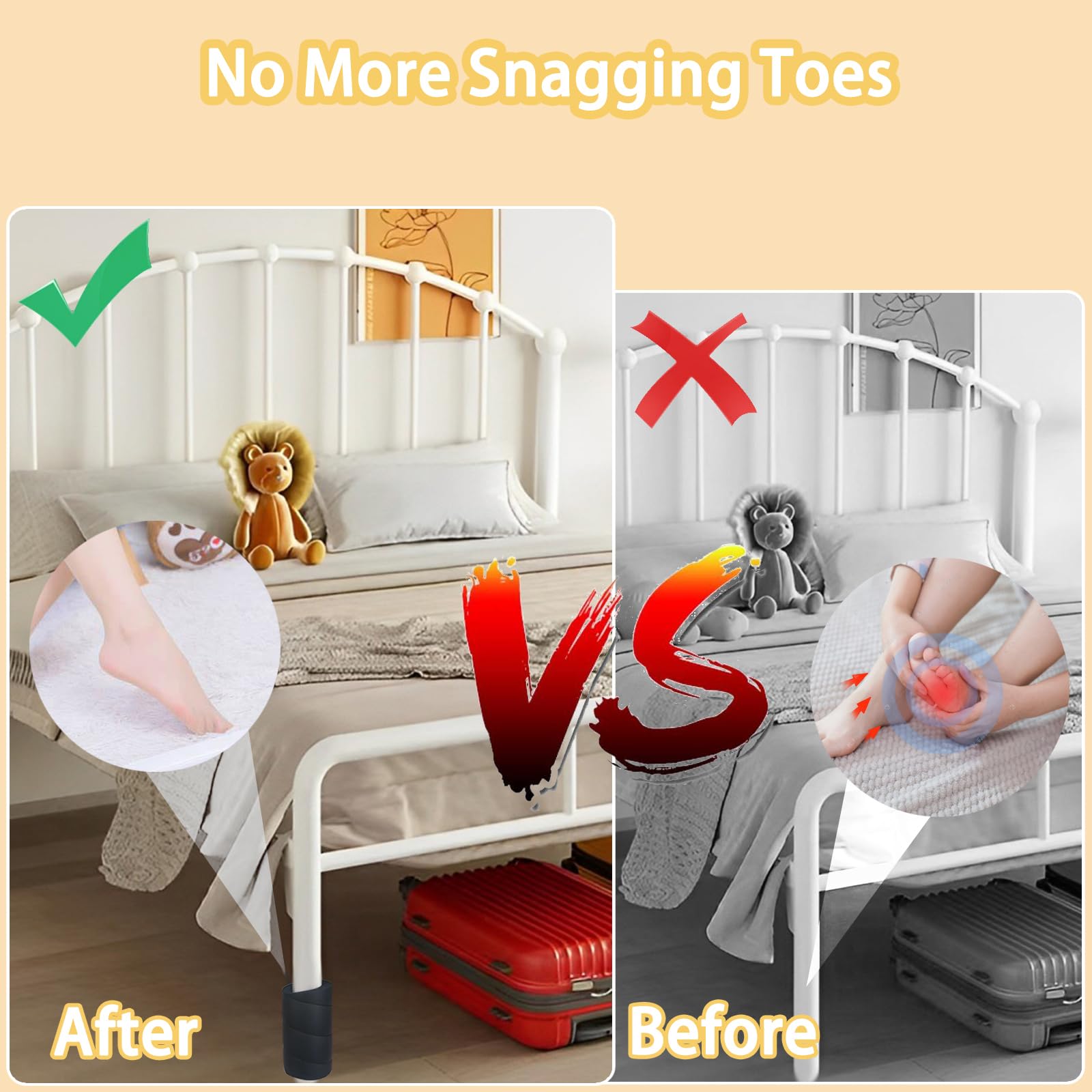 Snapklik.com : Toe Protectors, 6" Foam Bed Leg Covers