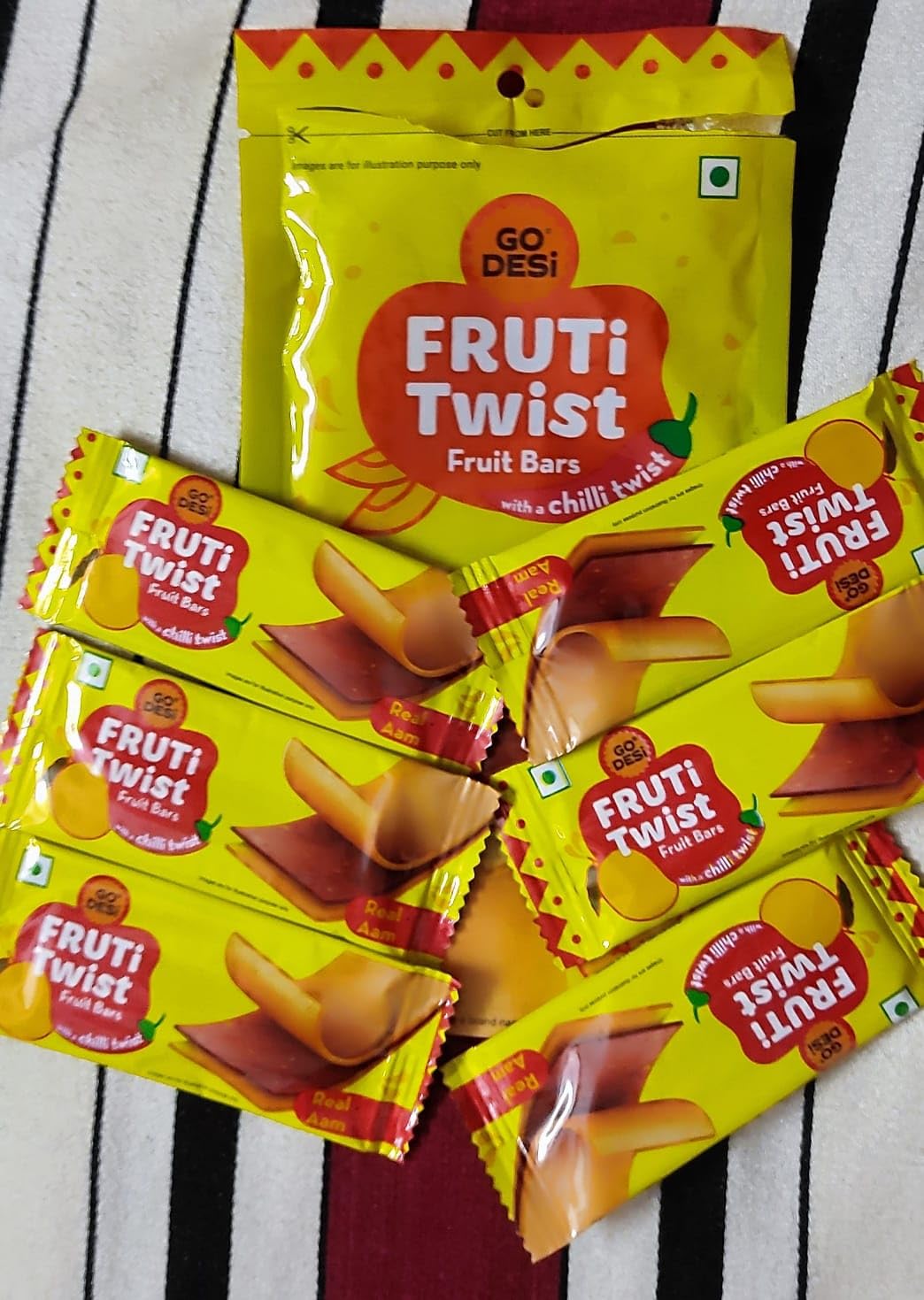 GO DESi Real Aam Fruti Twist Fruit Bars - 3 x Pack of 10 pieces, Aam ...