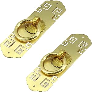 Curqia Set of 2 Pull Ring Handle Cabinet Drawer Pulls Brushed Brad ...