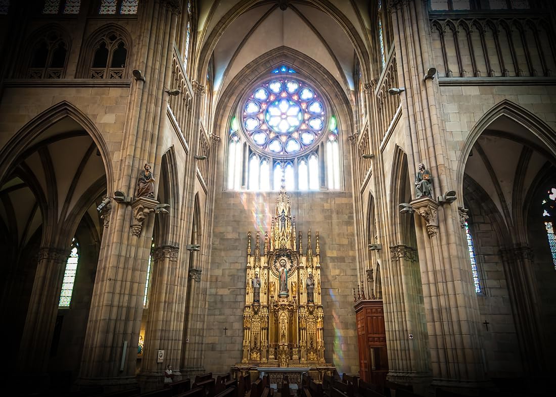 Amazon.com : Loccor Fabric 7x5ft Old Catholic Church Photography ...