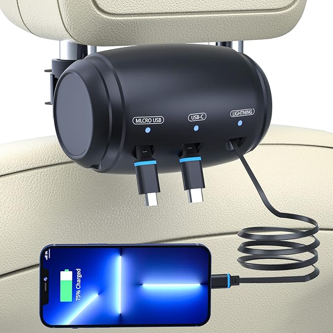 Multi Car Retractable Charging Station Box 3 in 1 Car Backseat Fast ...