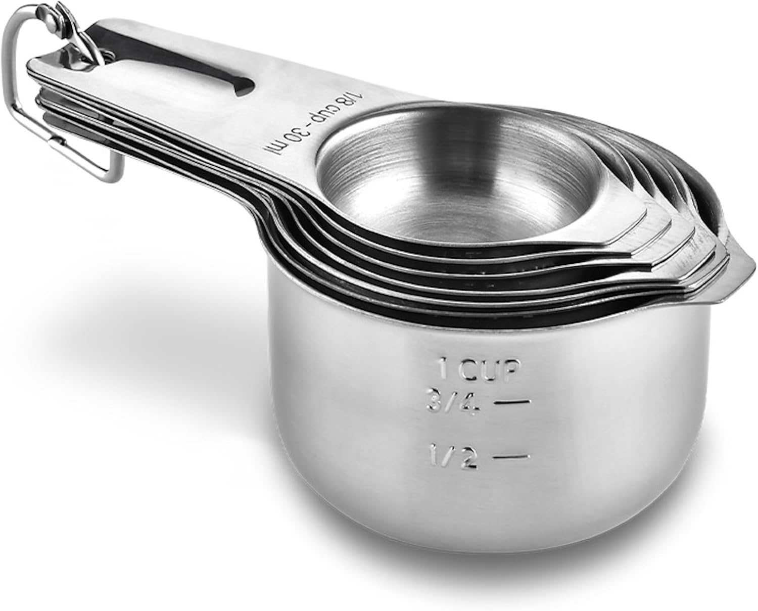 Set of 7 Stainless Steel Measuring Cups | Stackable Measure Spoons with ...