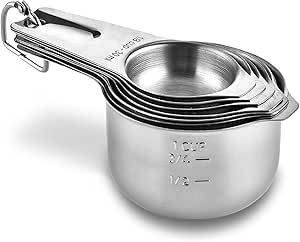 Set of 7 Stainless Steel Measuring Cups | Stackable Measure Spoons with ...