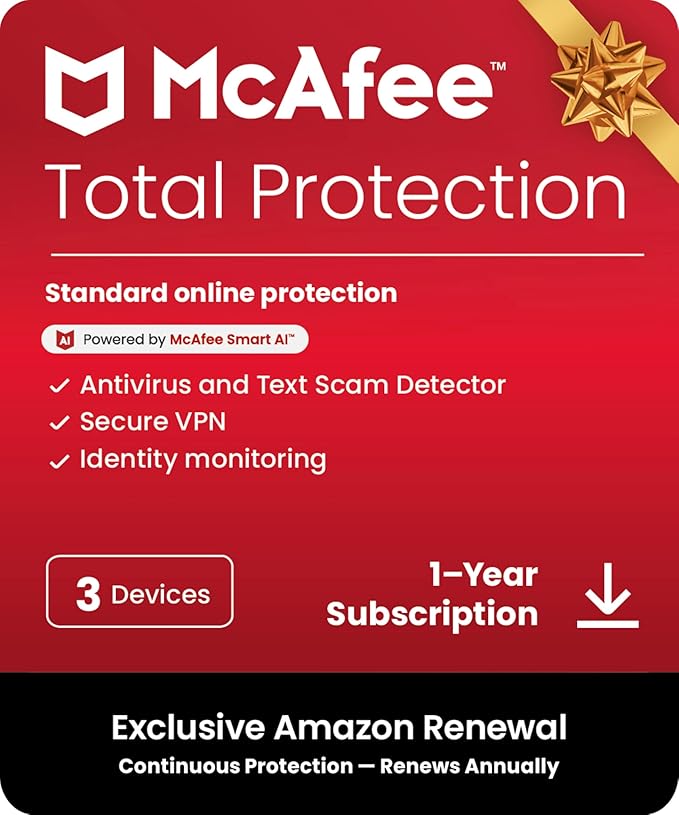 Amazon.com: McAfee Total Protection 3-Device 2025 Ready |Security ...