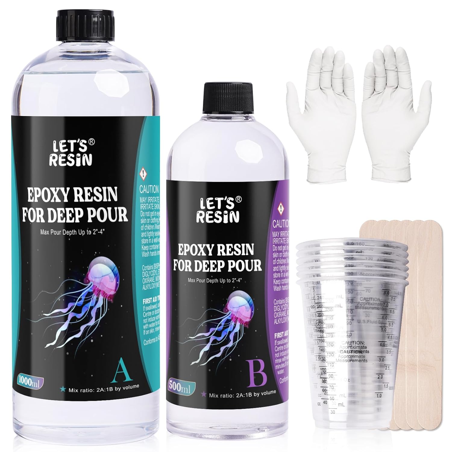 LET'S RESIN Deep Pour Epoxy Resin, 1.5L Crystal Clear & Bubble Free ...