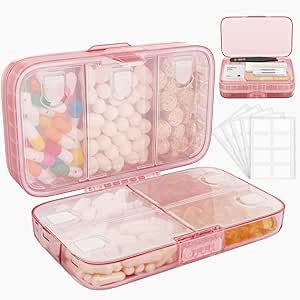FYY Weekly Pill Organizer with Labels,8 Compartments Travel Daily Pill ...