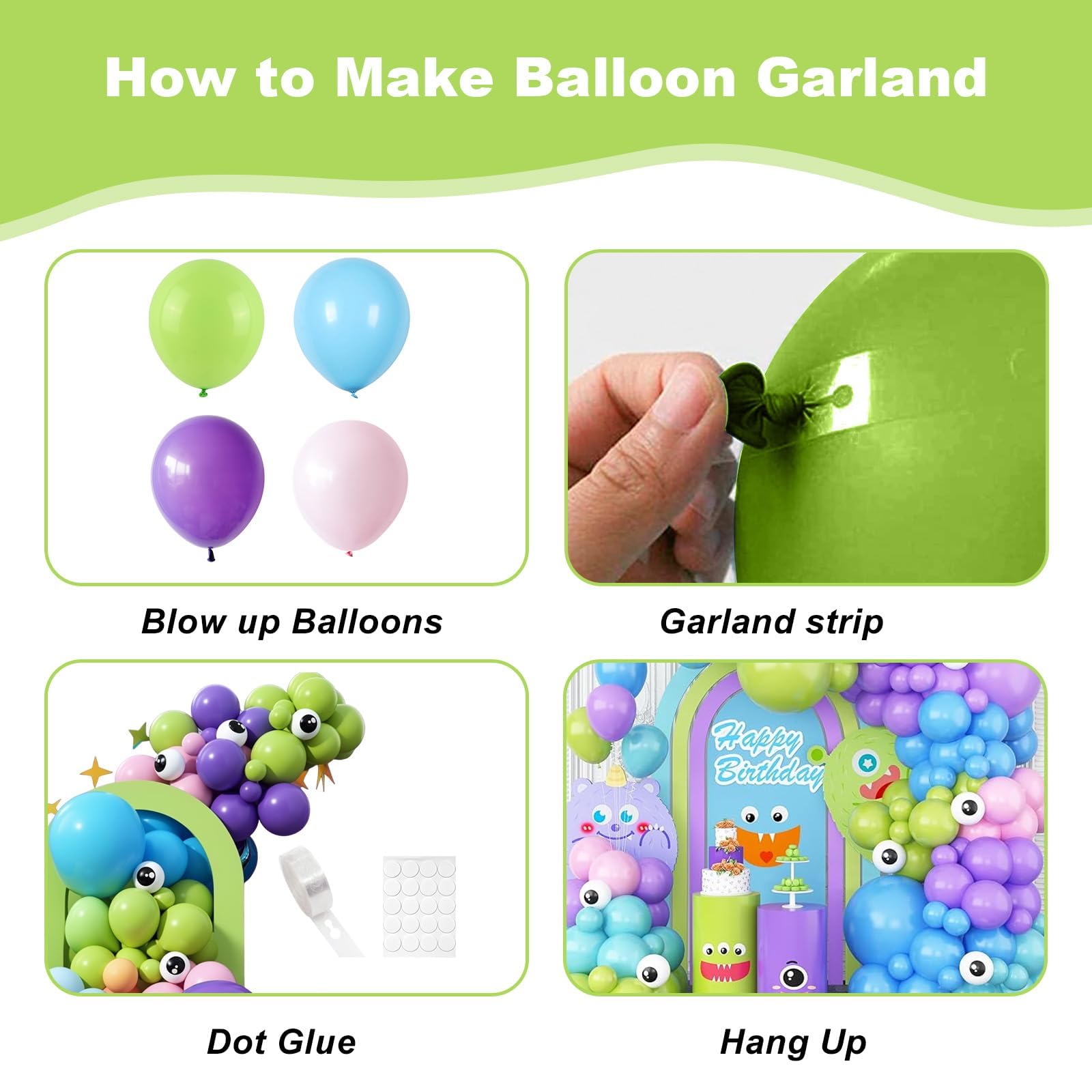Snapklik.com : Monster Balloons Arch Kit, Monster Party Decorations ...