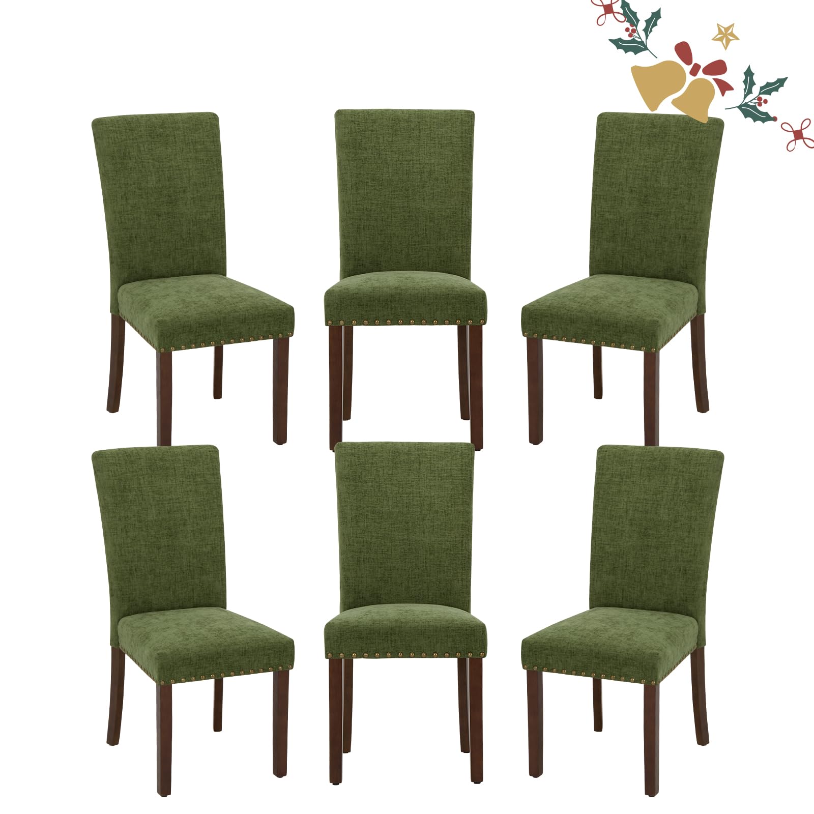 Amazon.com - Parsons Dining Chairs Set of 6, Upholstered Nailhead ...