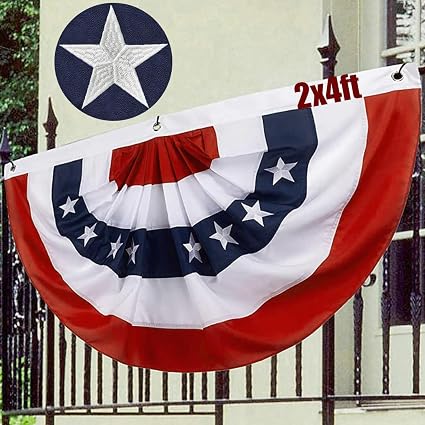 Amazon.com: American Pleated Fan Flag Buntings for Outside 2x4- Heavy ...