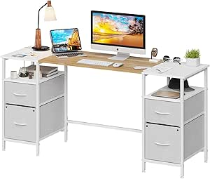 YAOHUOO Computer Desk with 4 Drawers Organizer - 140 Office Desks with ...