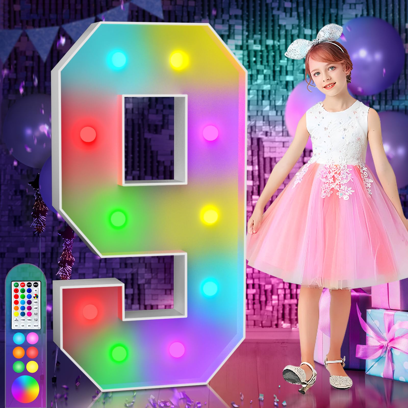 Snapklik.com : Imprsv 4FT Colorful Marquee Light Up Numbers,18 Colors ...