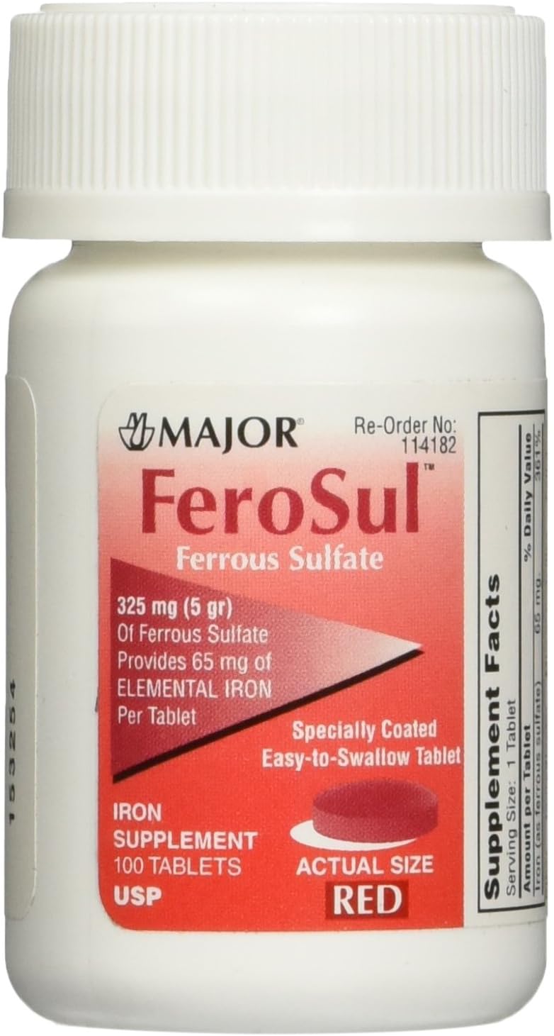 Amazon.com: Major FeroSul Ferrous Sulfate 325mg, 100 Iron Supplement ...