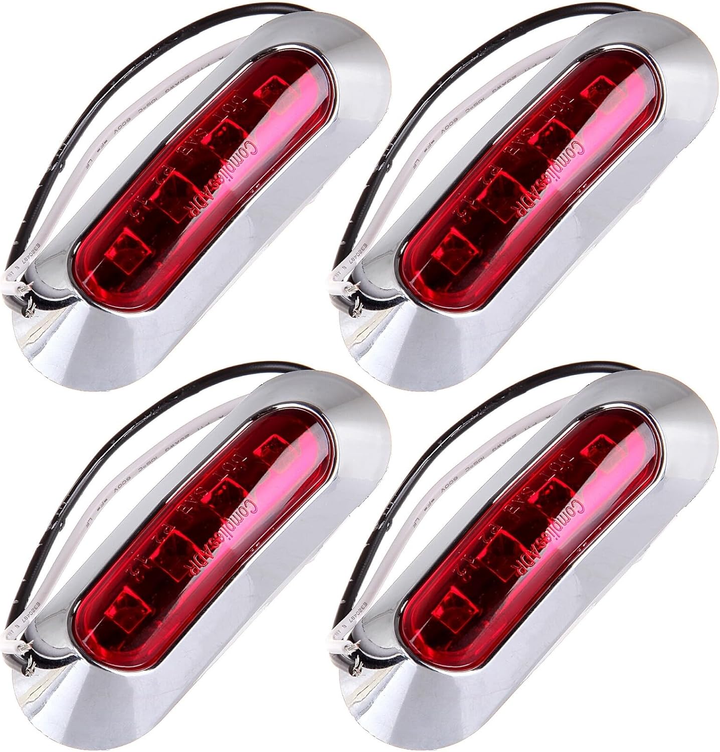 Amazon.com: LBRST Red Led Oval Front Rear Tail Clearance Lights with ...