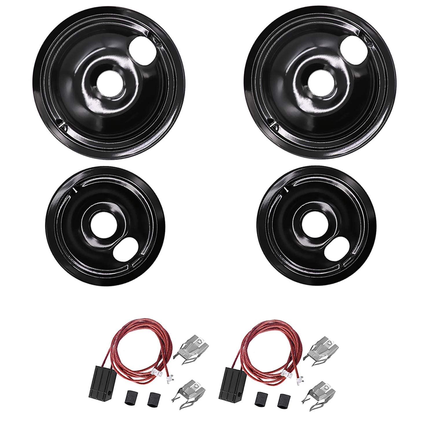 Amazon.com: Drip Pans 2 WB31M20 6" and 2 WB31M19 8" Porcelain Drip Pans ...