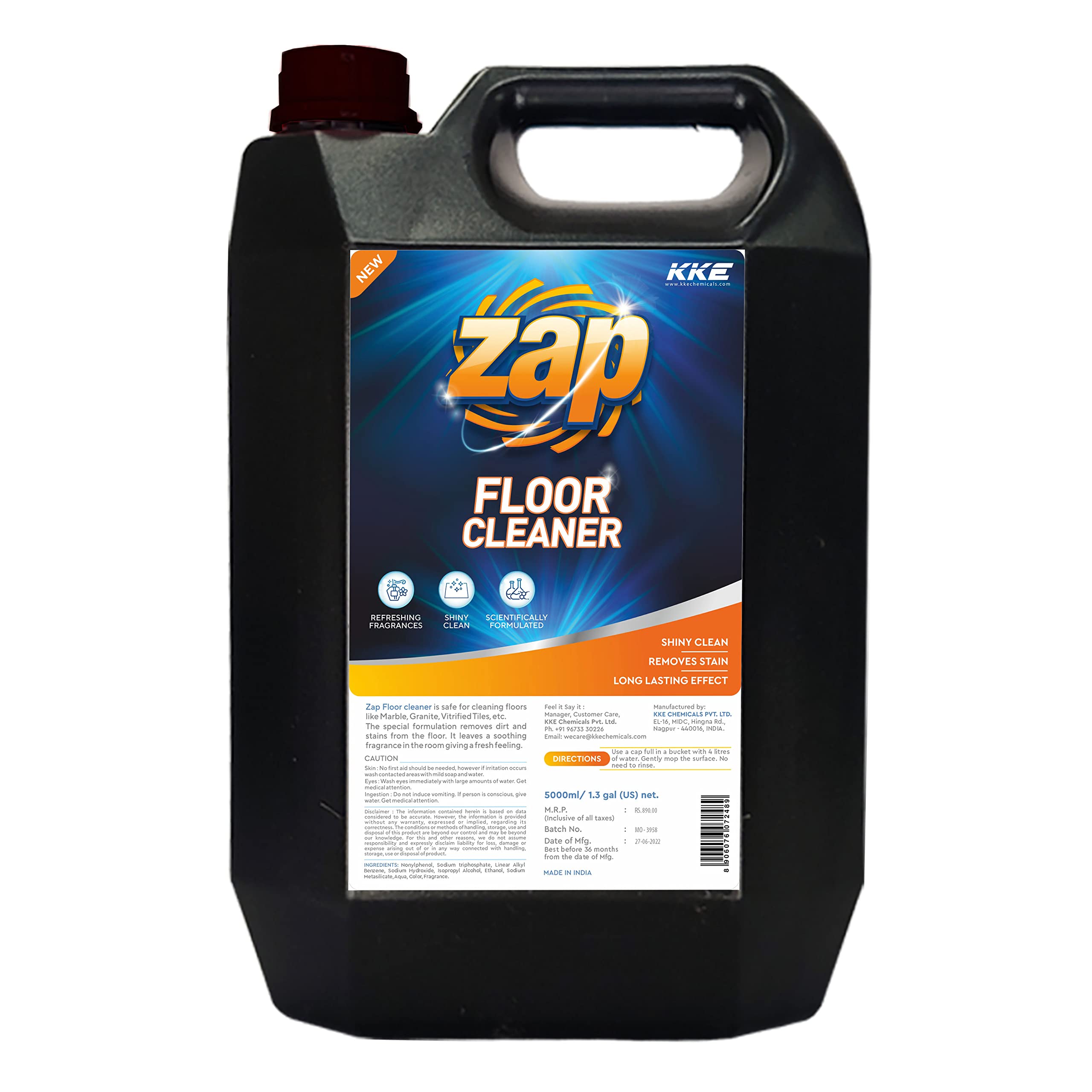 KKE Zap Kleen Floor Cleaner Liquid 5 Liter | Surface Cleaner | No ...