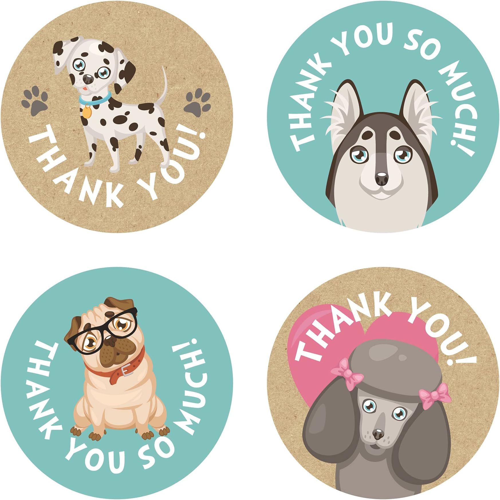 Amazon.com: MAGJUCHE Print Thank You Stickers, Dog Cat Animal Baby ...