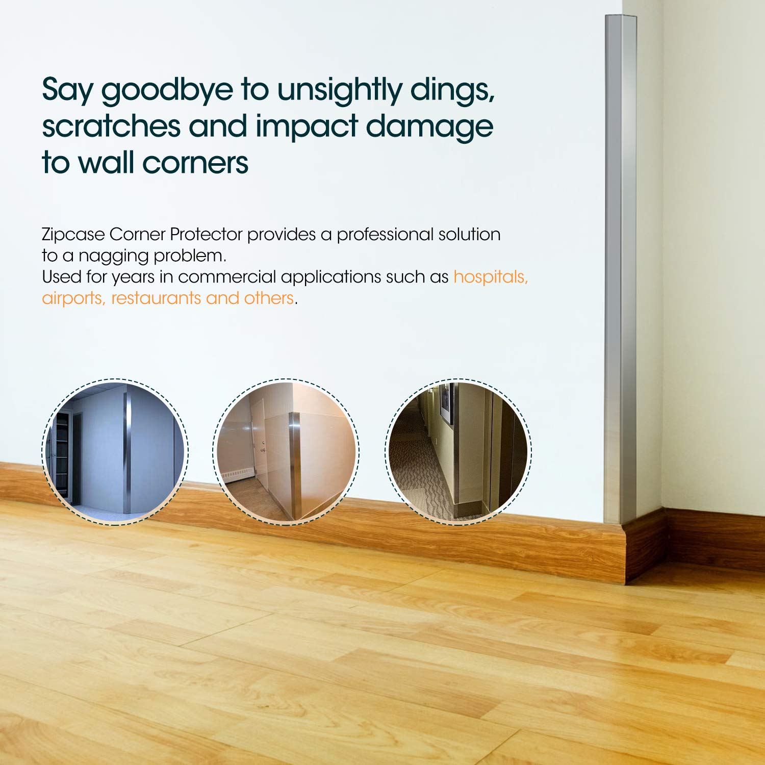 Snapklik.com : Zipcase Stainless Steel Wall Corner Guard 2 X 2 X 48 ...