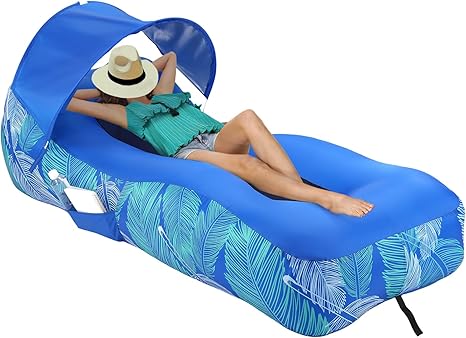 Amazon.com: glowsky Inflatable Lounger Beach Chair with Sun-Shade ...