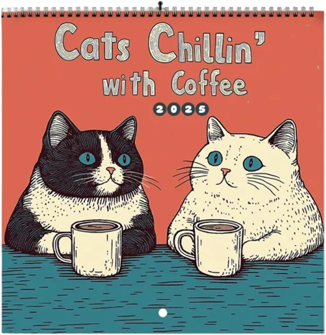 Cat Calendar 2025 | Cats Chillin' With Coffee 2025 Calendar | 8.46in 12 ...