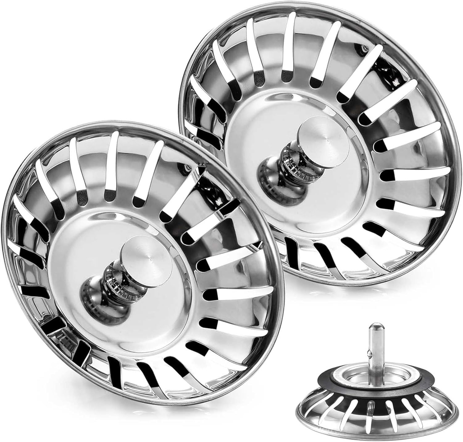 (2 Pack) Upgraded Kitchen Sink Plug Strainer Stainless Steel Strainers ...