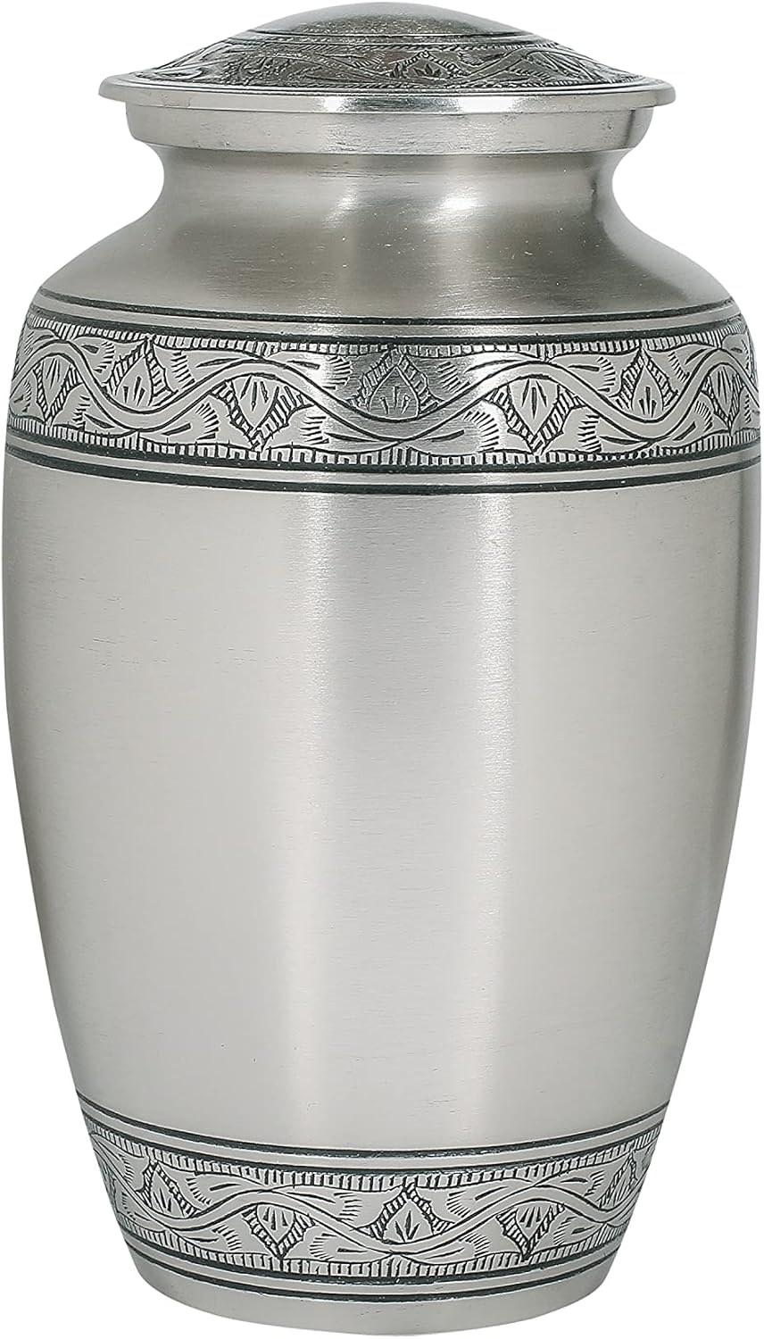 Amazon.com: Goroly Home Hand Engraved Pewter Cremation Urn for Human ...
