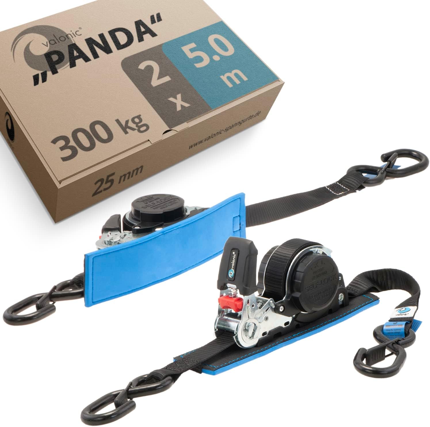 valonic PANDA - retractable ratchet strap with hook, TÜV Rheinland & GS ...