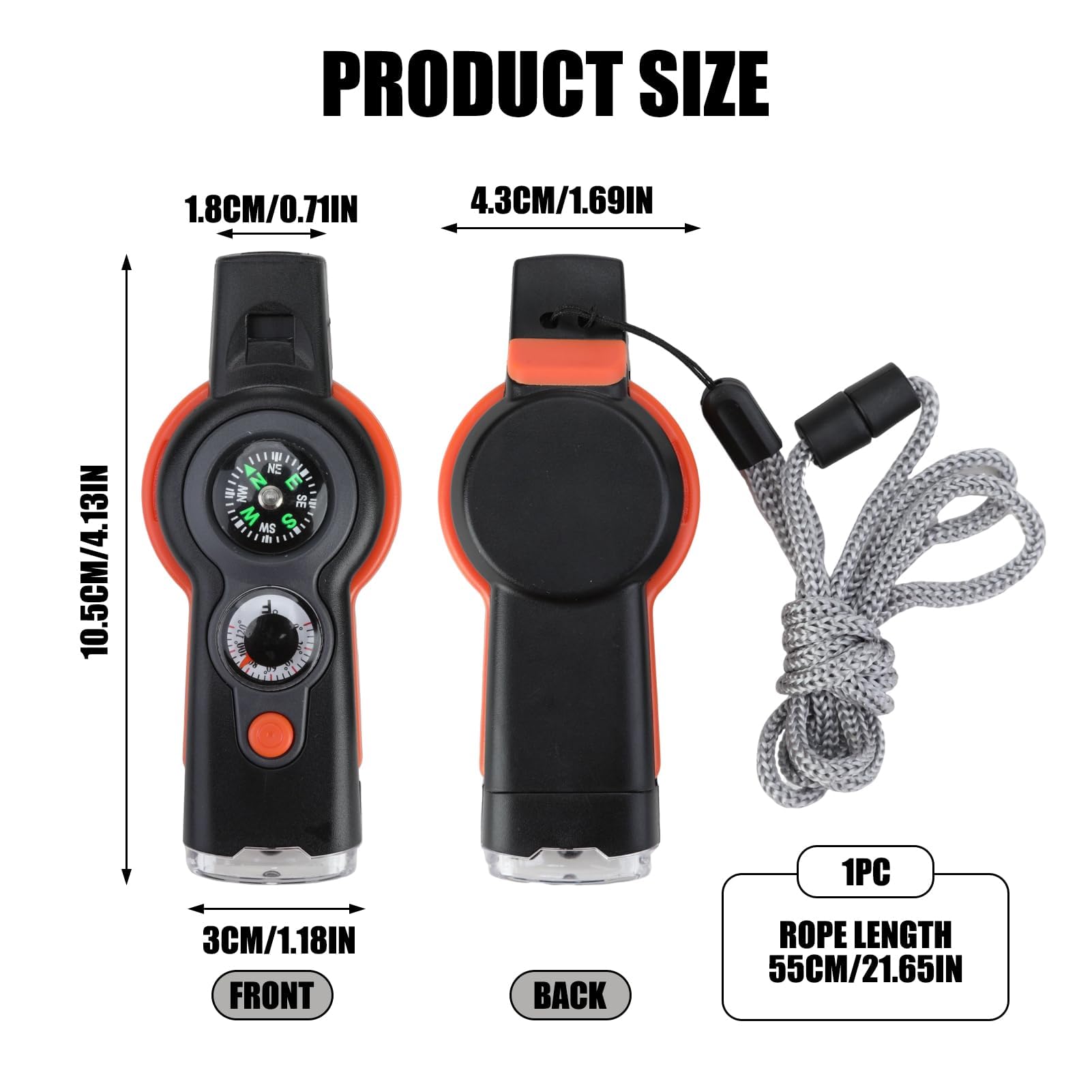Compass LED Whistle Survival Whistle With Compass & LED Light - Multi ...