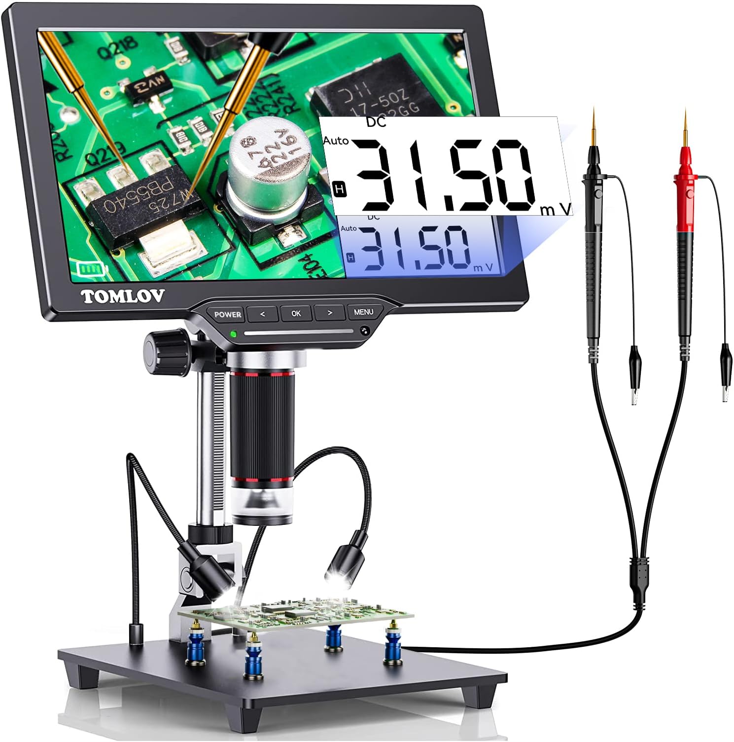 Amazon.com : TOMLOV DM202M Digital Microscope with Multimeter, 10.1 ...