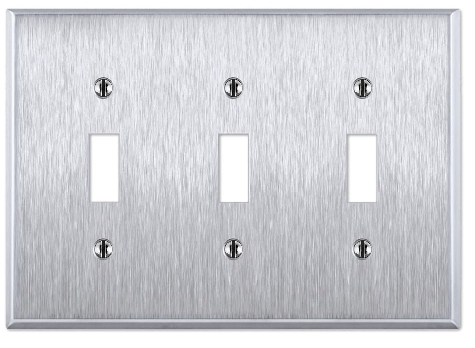 3 Gang Toggle Stainless Steel Light Switch Cover - Three Gang Wall ...
