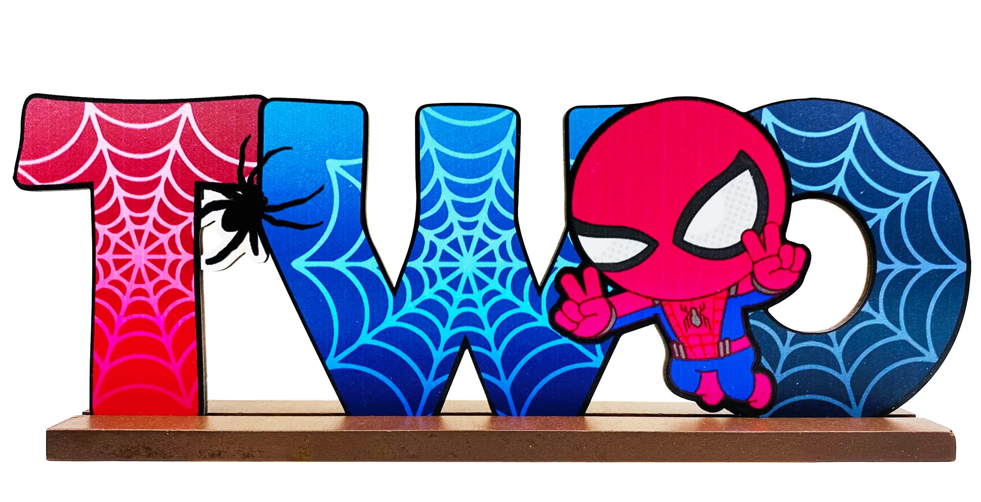 Buy Spider-man 2nd Birthday Table Decorations, Wooden TWO Spider ...
