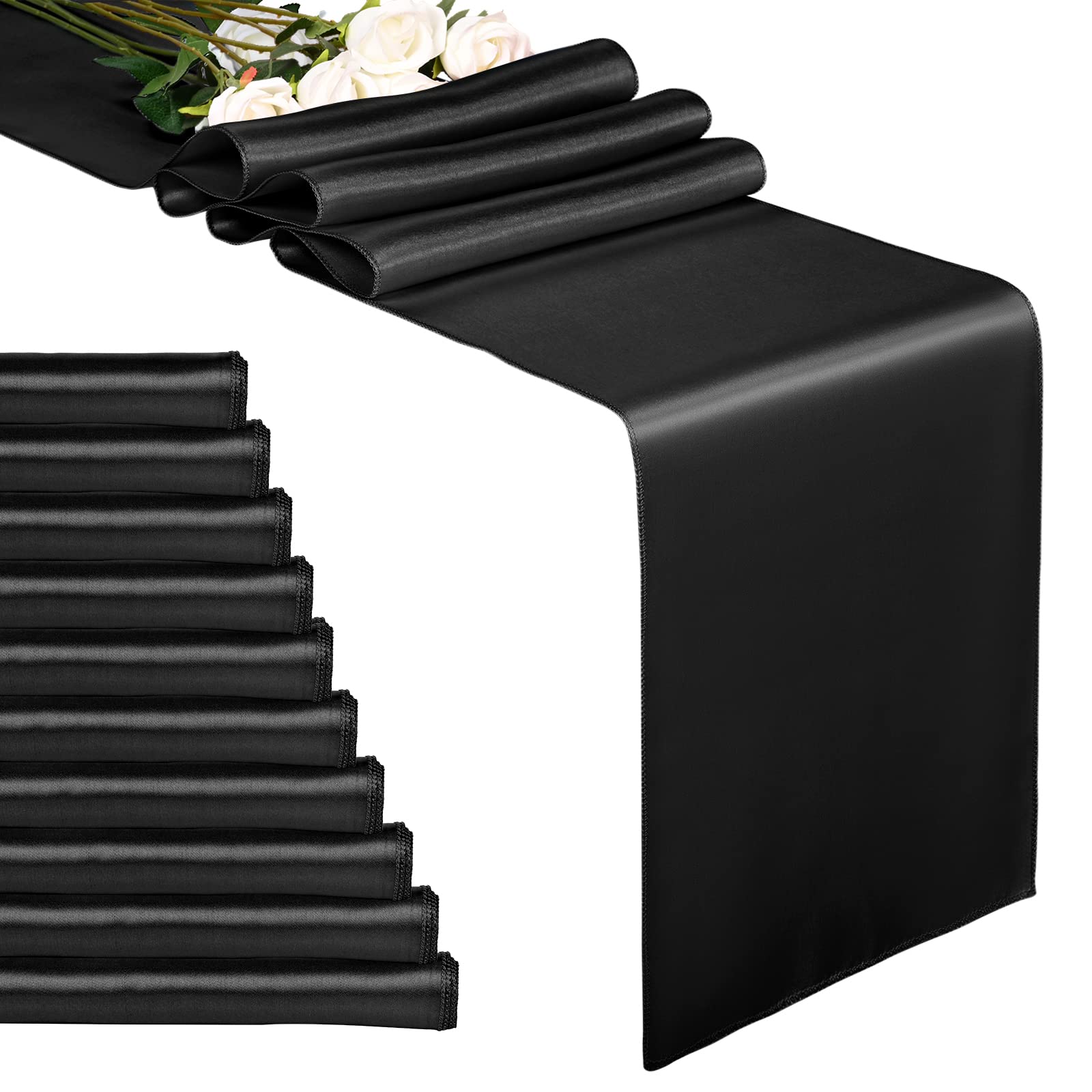 Amazon.com: 10-Pack Black 12 x 108 inches Long Premium Satin Table ...
