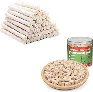 Amazon.com : MON2SUN Natural Rawhide Sticks 60 Count for Small Dogs ...