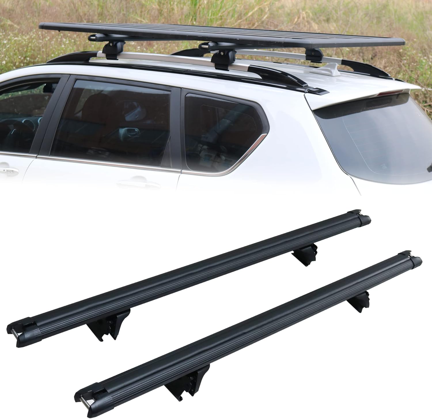 Amazon.com: Alloy Aluminum Car Roof Rack Cross Bars,ROOCKHITCB 55 ...