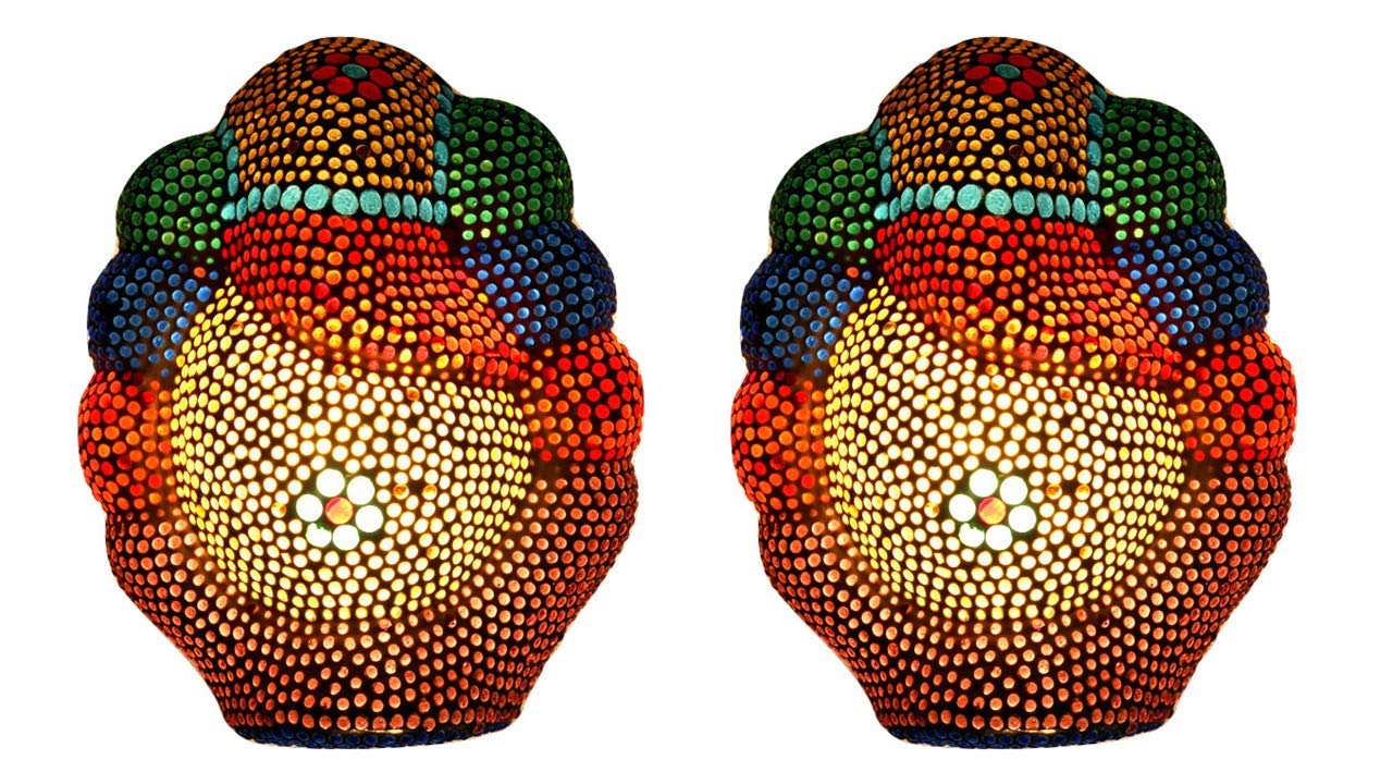 LSD Multicolour Mosaic Decorated Ganesha Shaped Glass Wall Lamp(Bulb ...